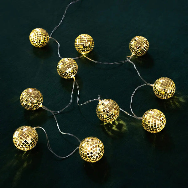 Gold Disco Ball String Lights, Christmas Party or Nye - 5ft - Southern ...